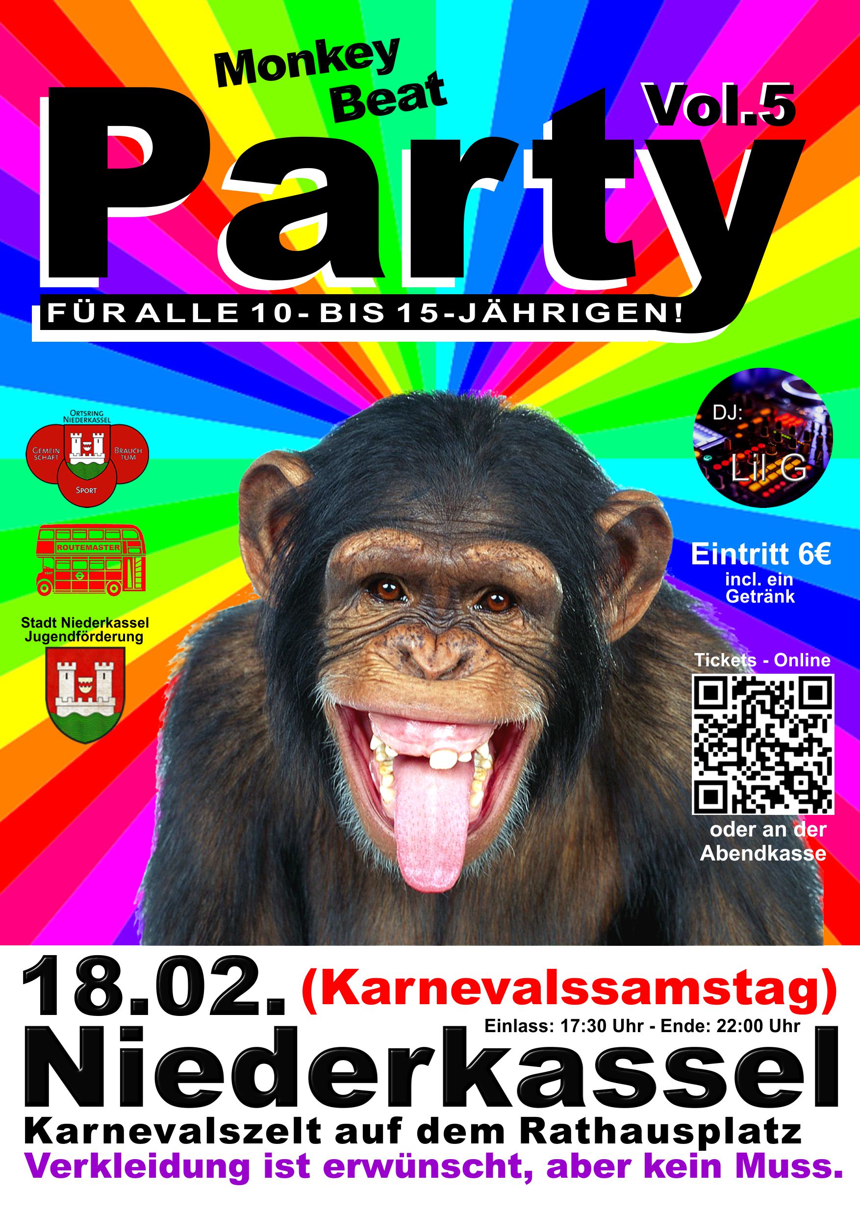 Monkey Beat Party am Karnevalssamstag für alle 10- bis 15-Jährigen ...