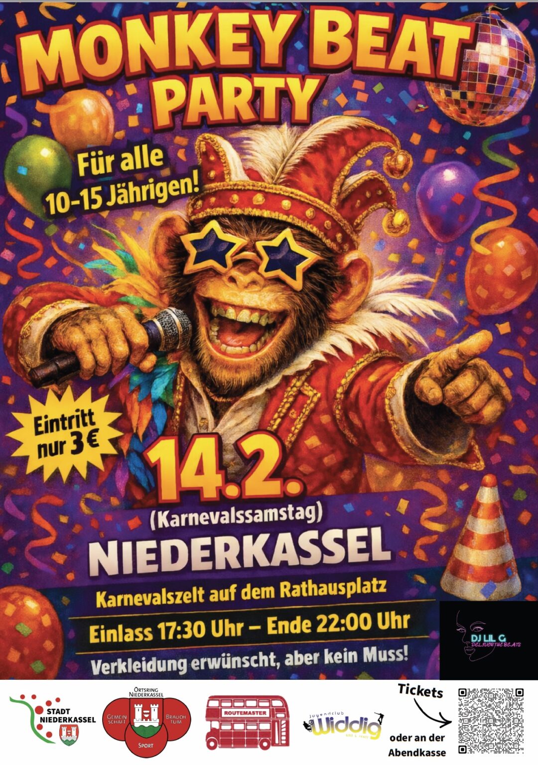 Monkey Beat Party am Karnevalssamstag für alle 10- bis 15-Jährigen ...